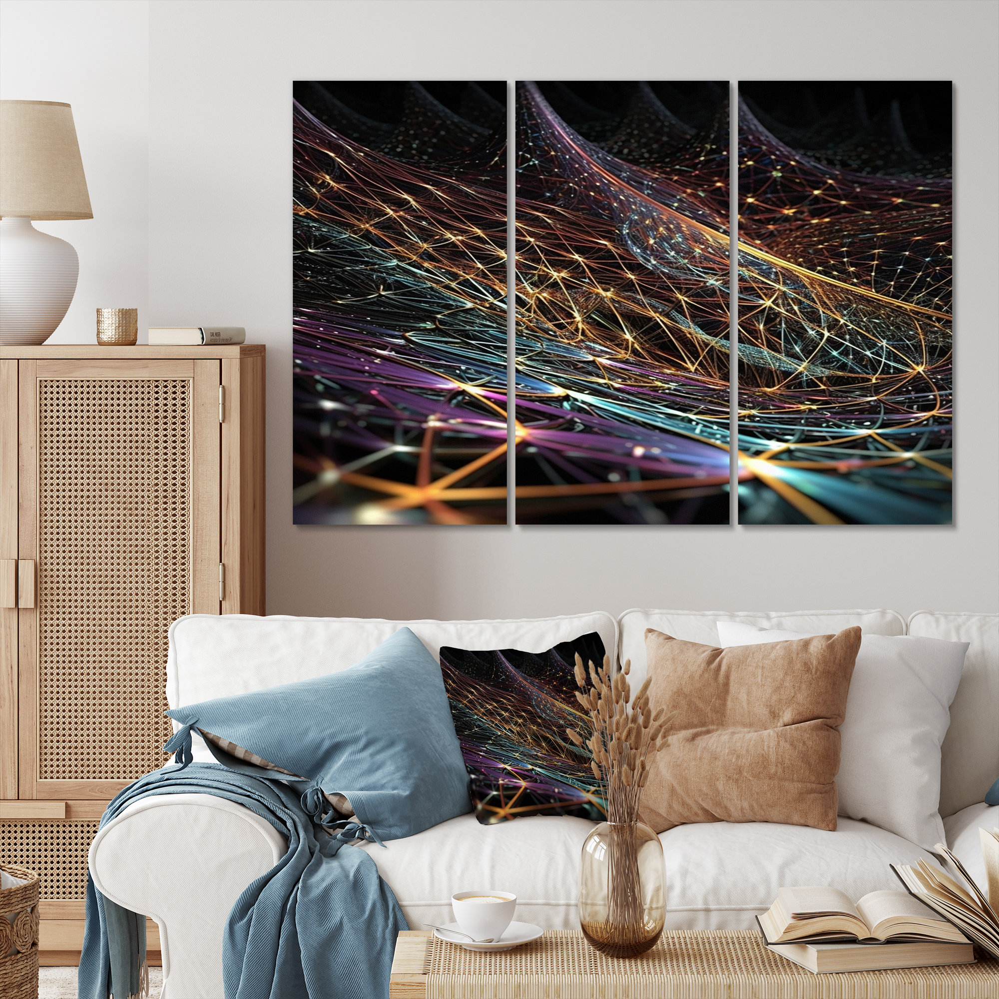 Brayden Studio® Futuristic Infinity Matrix On Canvas 3 Pieces Print | Wayfair
